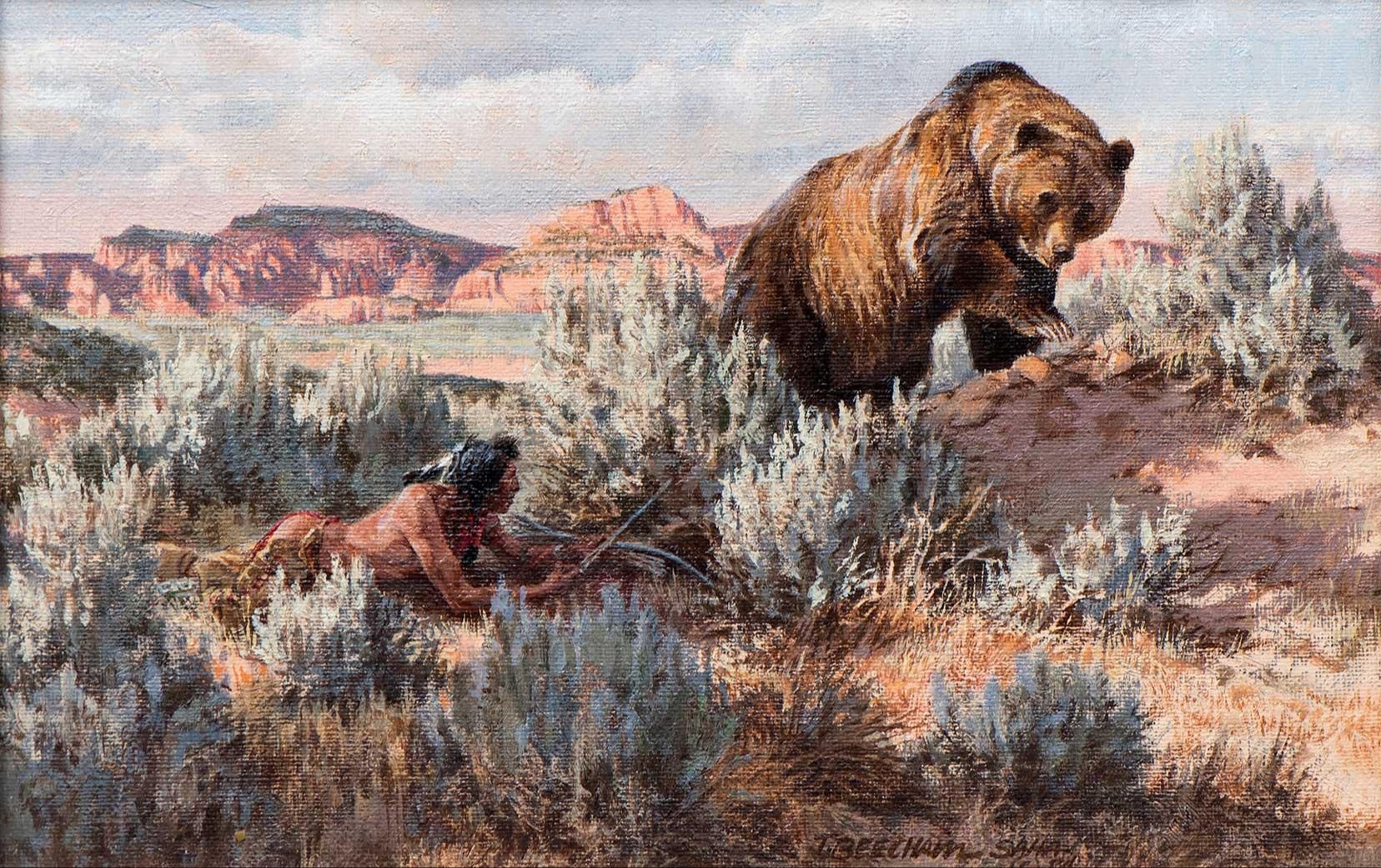 Tom Beecham | Indian Hunting Grizzly | MutualArt