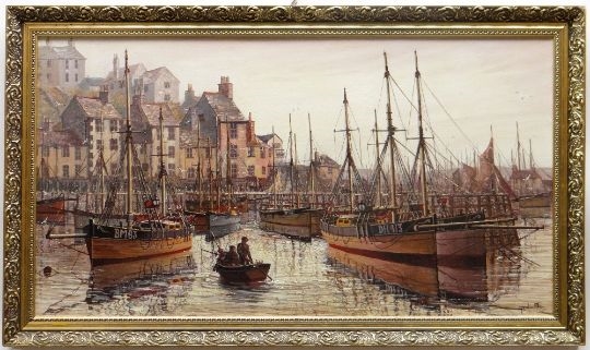 Gordon Allen | fishing boats and ships in a northern European harbour ...