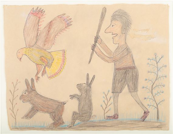 Steven Sutch | A man chasing a hawk ready to pounce on a rabbit below ...