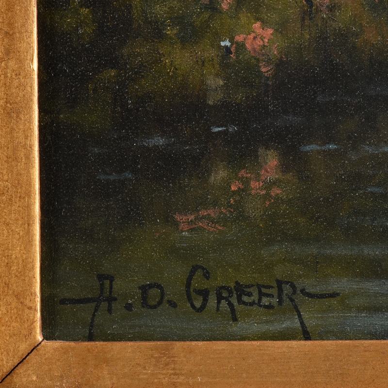 A.D. Greer | River Landscape with Red Wildflowers | MutualArt