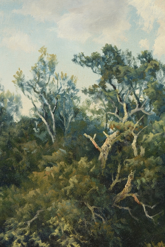 A.D. Greer | River Landscape with Red Wildflowers | MutualArt