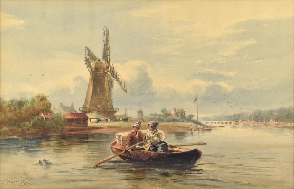 David Cox Sr. | figures in a rowing boat with windmill beyond (1841 ...