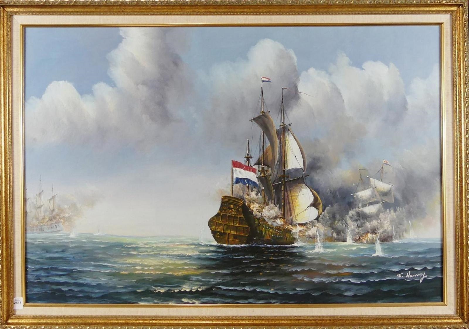 J. Harvey | Untitled: Battle Scene with Dutch Ship Destroying an ...