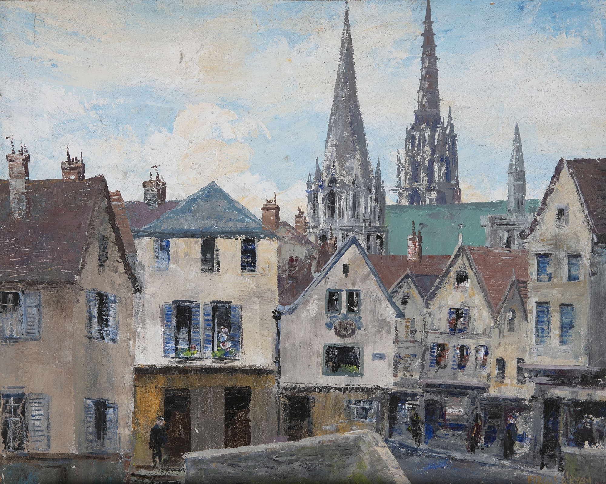Fergus O'Ryan | Continental City Scene with Church Spires | MutualArt