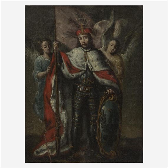 Spanish School, 17th Century | King Crowned by Two Winged Figures ...