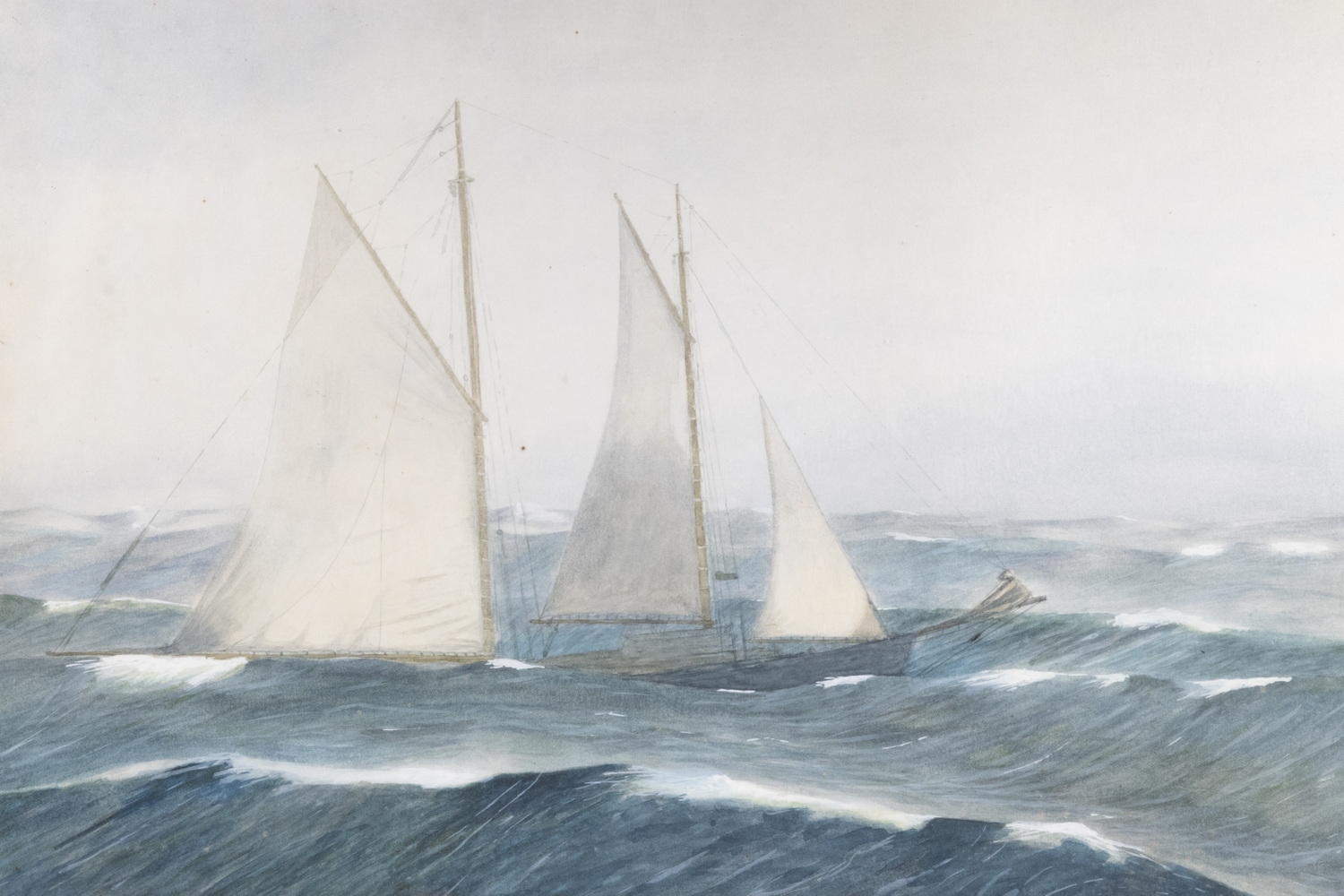 George W. Harvey | Two Mast Schooner Down to the Gunwales in a Heavy ...