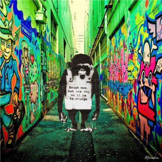 Monakoe | Banksy Monkey Street Graffiti | MutualArt
