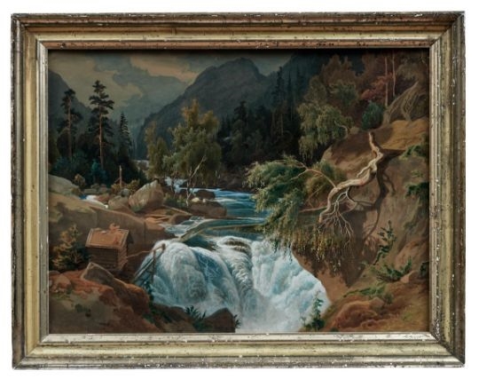 August Wilhelm Leu | Reißender Gebirgsbach (1844) | MutualArt