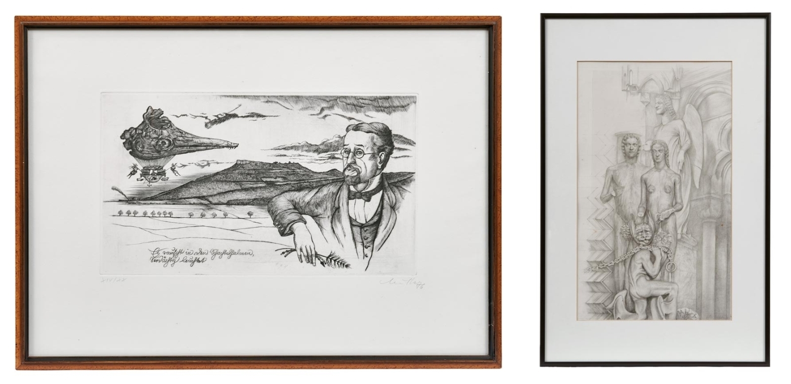 Harry Müller-Ebing | Capriccio mit Figuren des Bamberger Doms; Bildnis ...