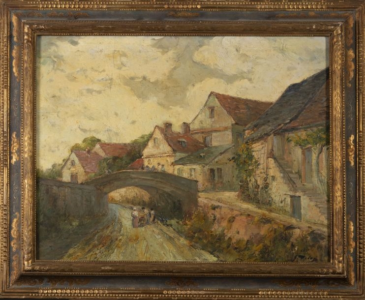 Georges Deloy | Grouping of women under a bridge | MutualArt