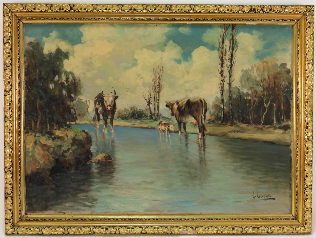 Vincenzo Ciappa | Vincenzo Ciappa Impressionist Cows Painting | MutualArt