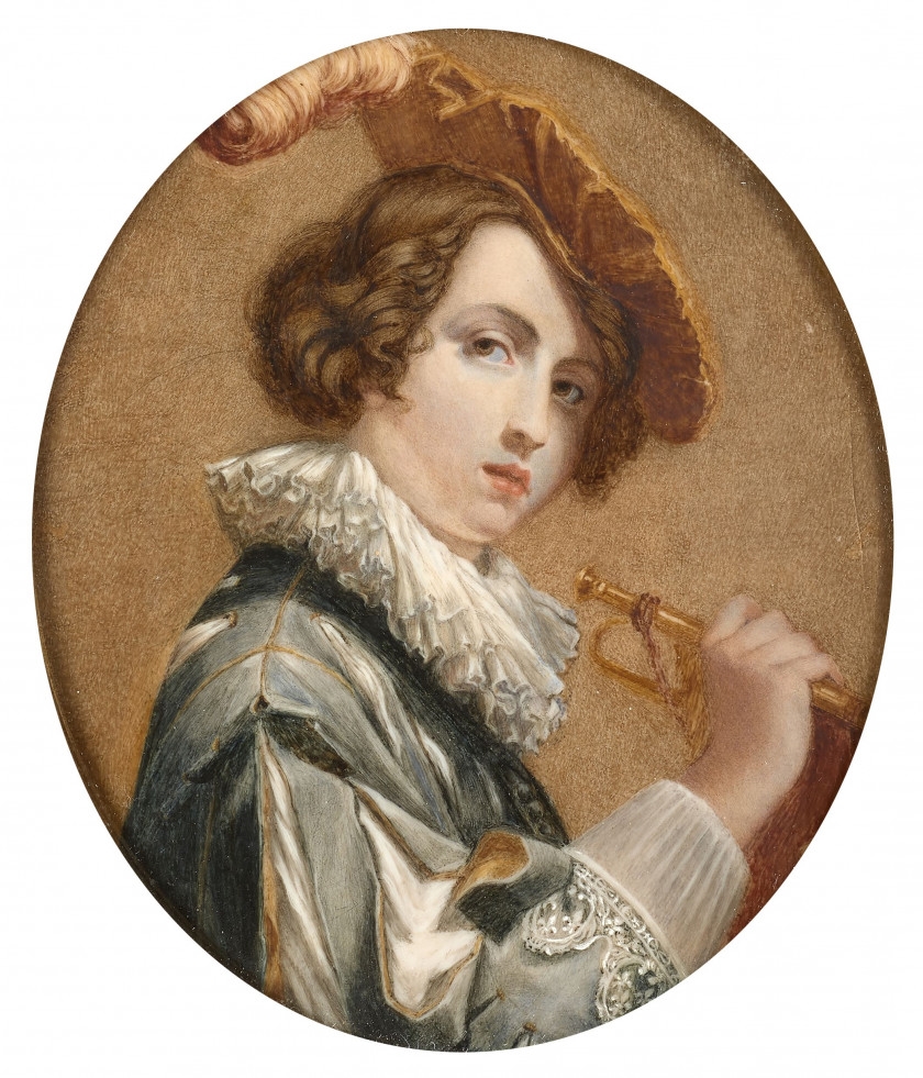 Cesare Dandini | Portrait de jeune homme au béret et à la trompette ...