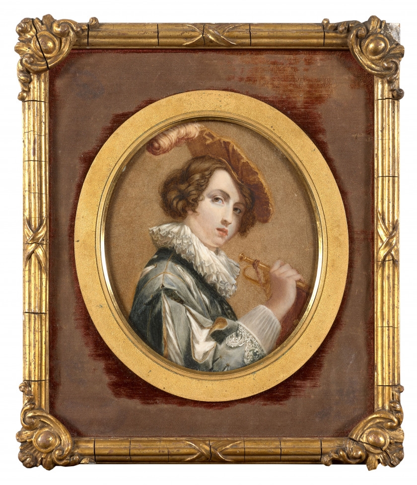 Cesare Dandini | Portrait de jeune homme au béret et à la trompette ...