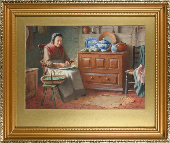 Henry Edward Spernon Tozer | Old woman shelling peas (1921) | MutualArt
