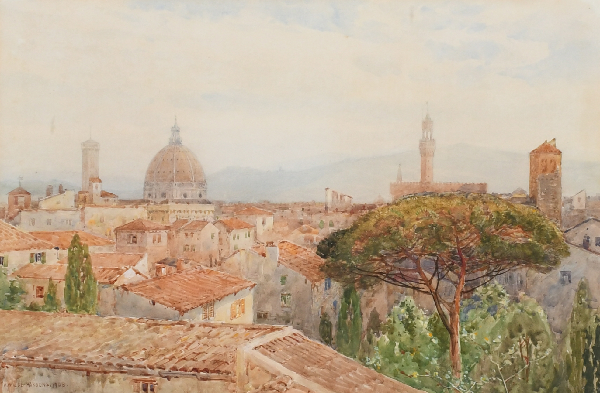 Arthur Wilde Parsons | View over the rooftops (1908) | MutualArt