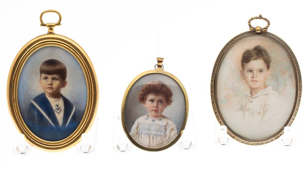 J. Newman | Portrait Miniature of a Child and Two Others (1918) | MutualArt
