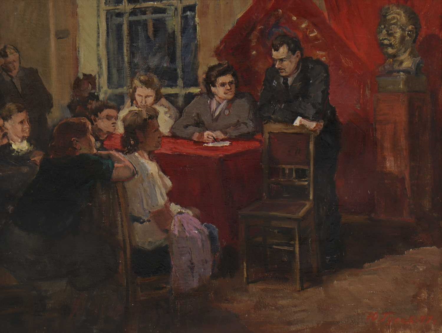 Yuri Gusev | Party meeting (1947) | MutualArt