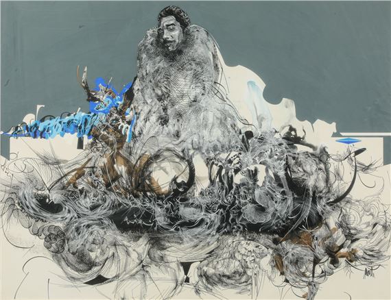 Raymond Moretti | Portrait of a man in a cloud | MutualArt