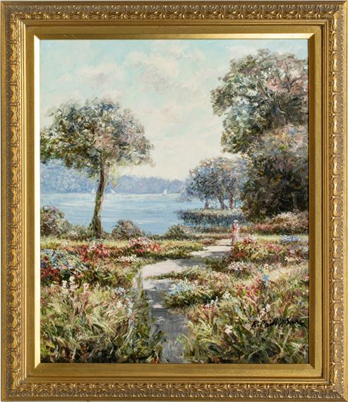 Robin Philipson | LAKESHORE WITH GARDEN PATH | MutualArt