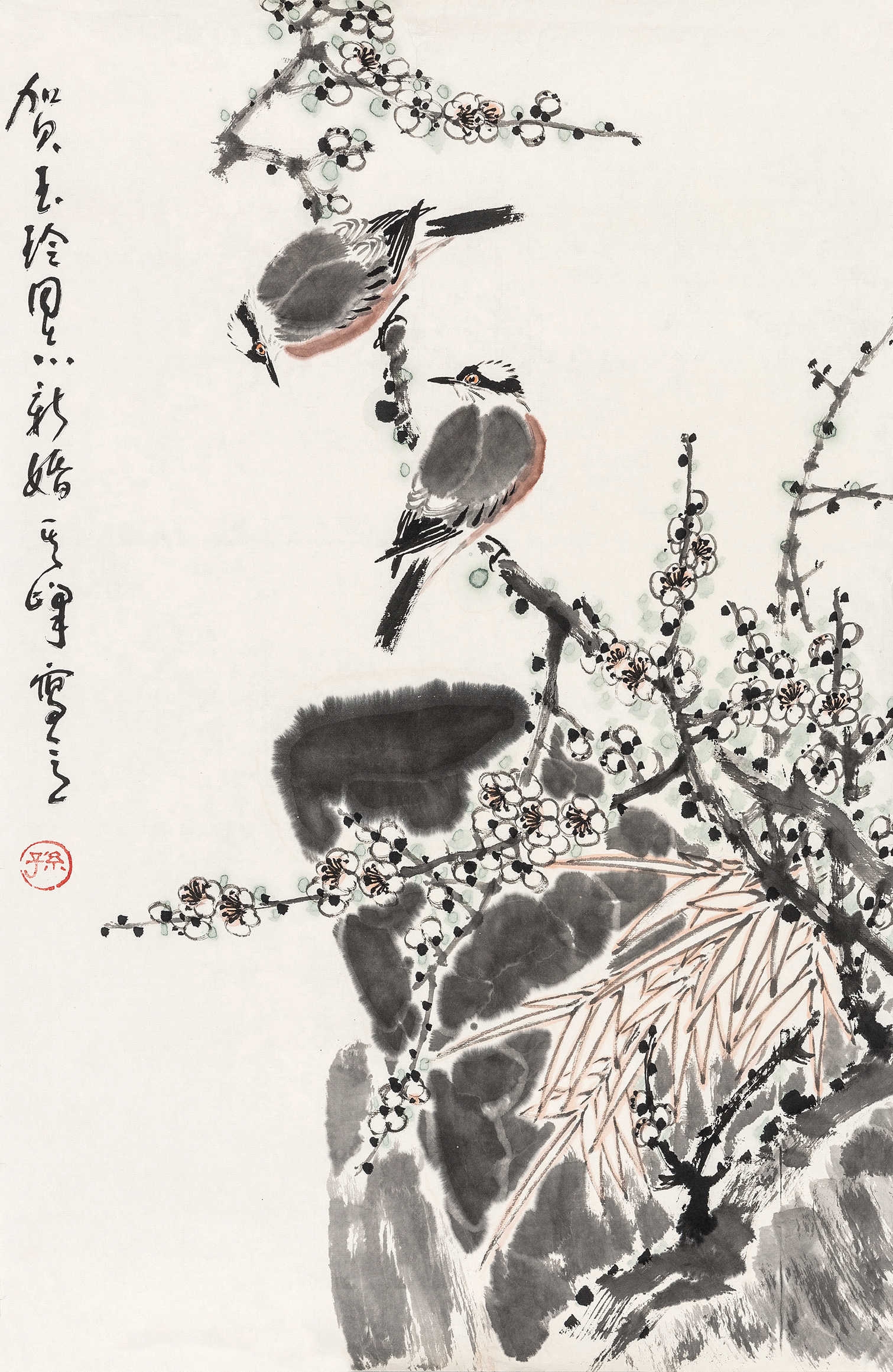 Sun Qifeng | Sparrows and Plum | MutualArt