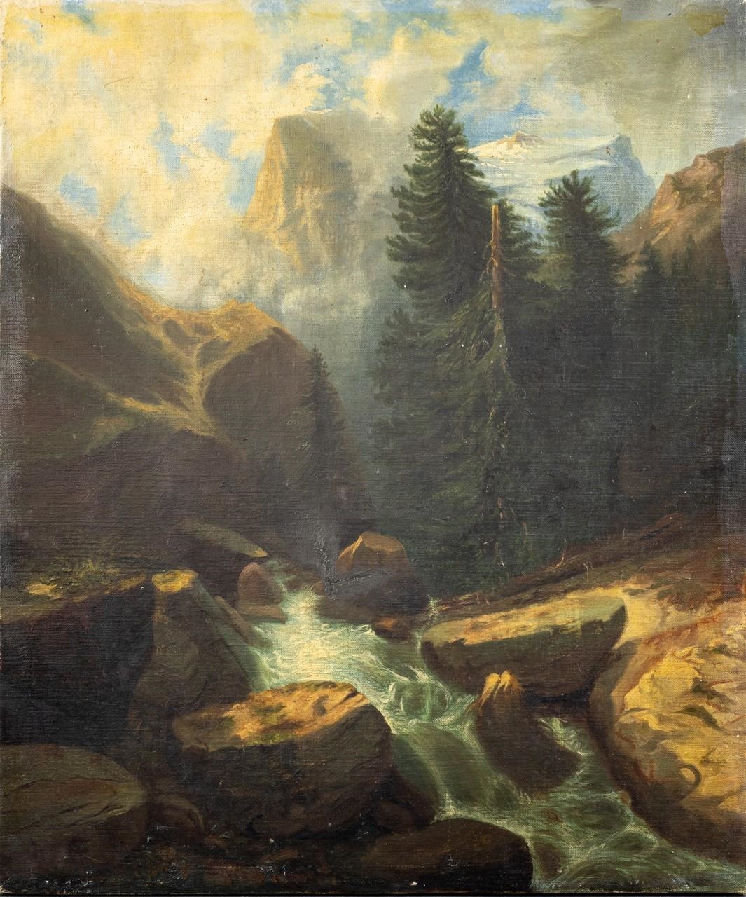 Alexandre Calame | mountainous river landscape | MutualArt