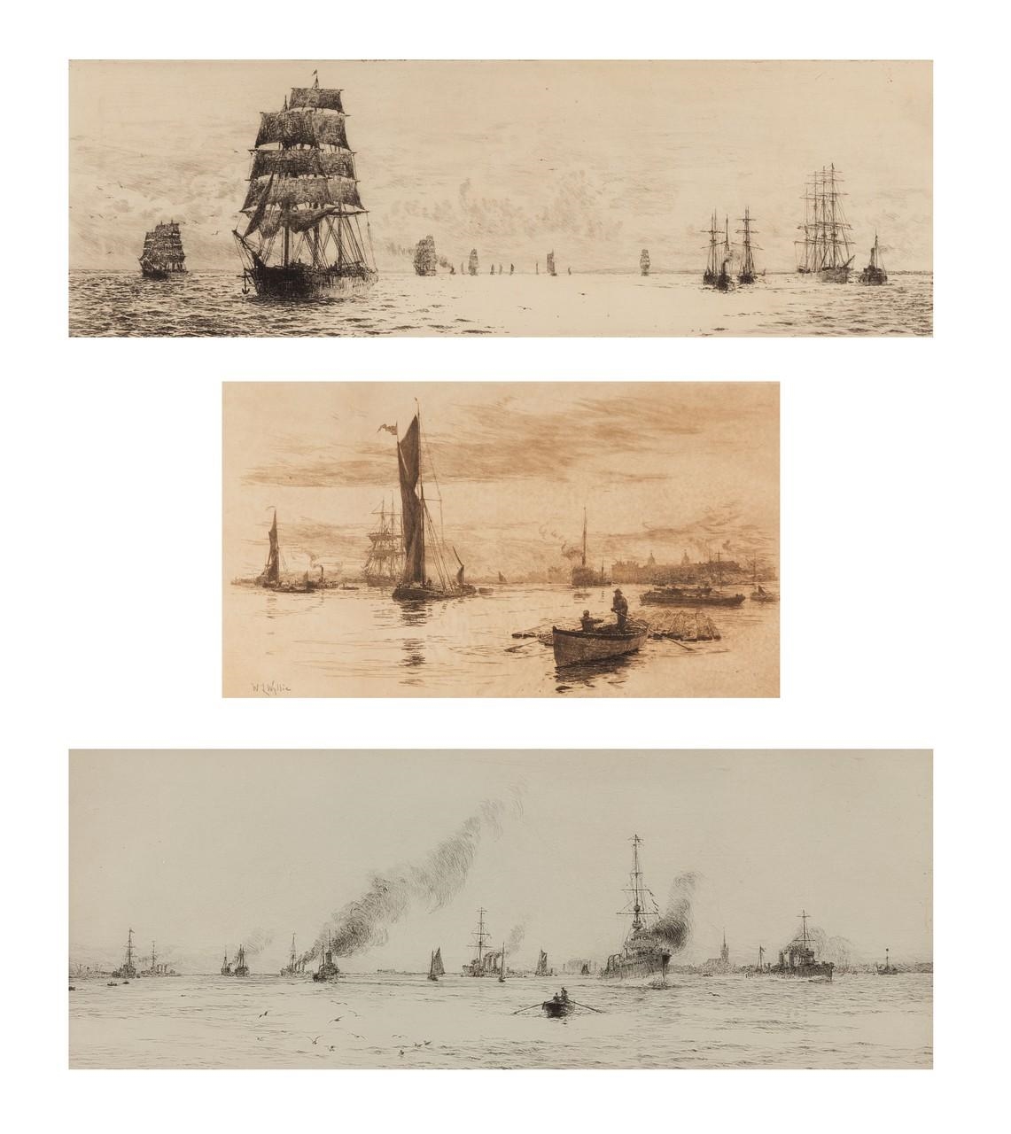 William Lionel Wyllie | the tidal thames; light cruisers and destroyers ...