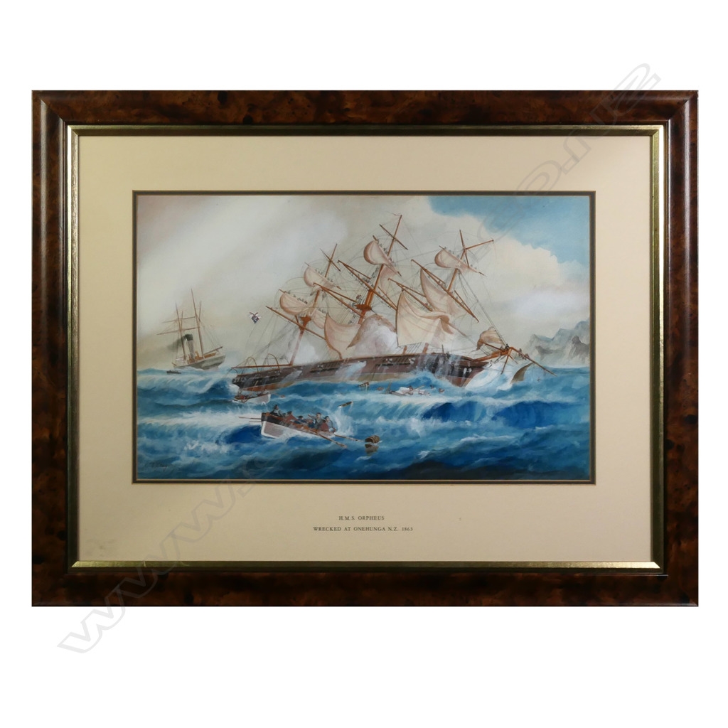 George Frederick Gregory | HMS Orpheus Wreck at Onehunga, NZ, 1863 ...