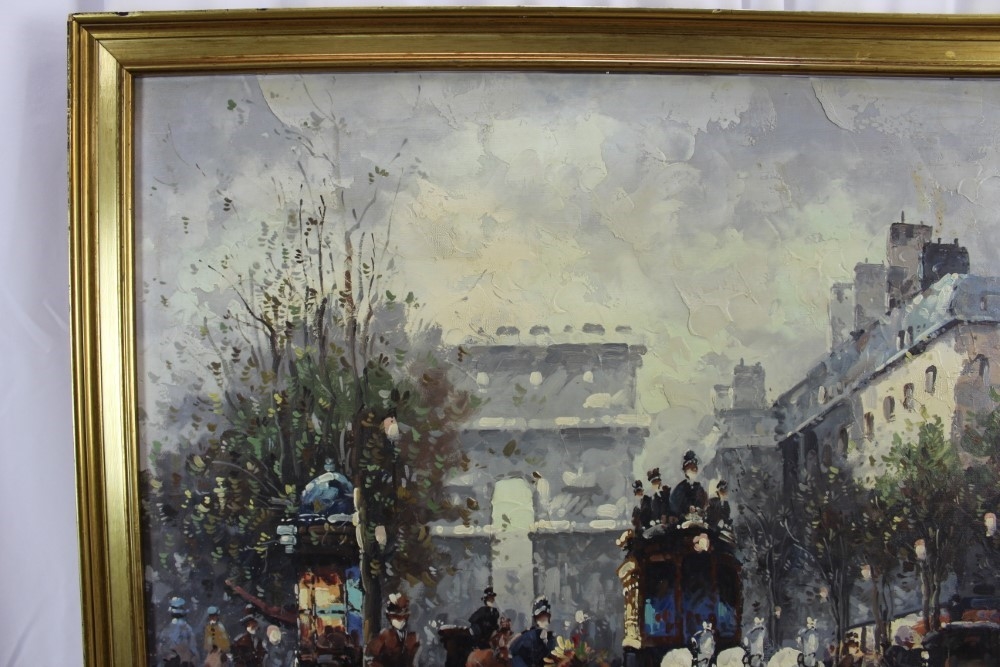 Johnny Gaston | Parisian scene with a horse drawn coach and the Arc de ...