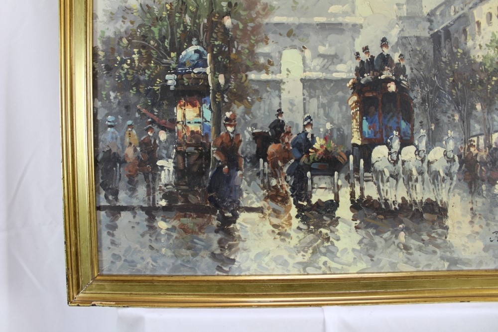 Johnny Gaston | Parisian scene with a horse drawn coach and the Arc de ...