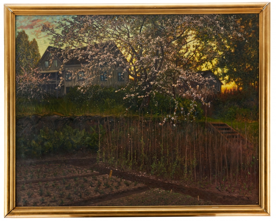 Anshelm Schultzberg | Värmländsk gård med fruktträd (1906 - 1907 ...