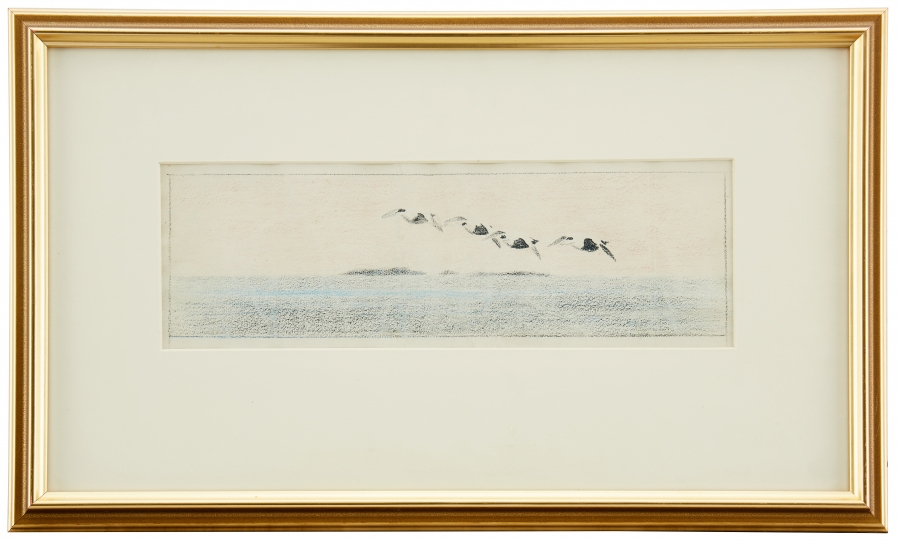 Bruno Liljefors | Flygande ejdrar över havet | MutualArt