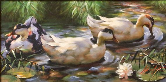 Gerhard Merfort | A family of ducks | MutualArt