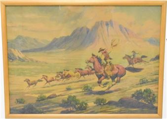 Tillman Parker Goodan | Cowboy atop a bucking bronco | MutualArt