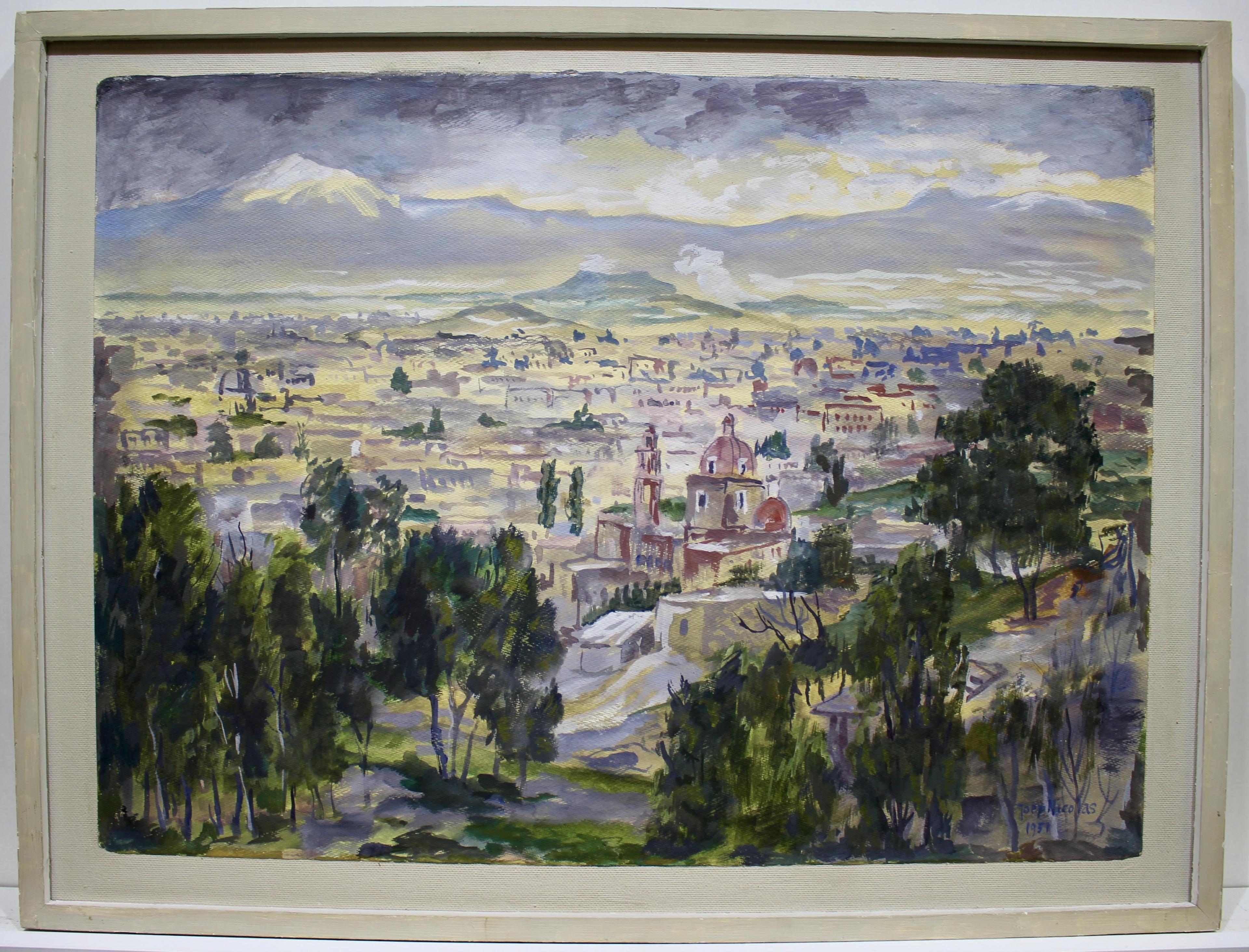 Joep Nicolas | Stadsgezicht met bergen op de achtergrond (1951) | MutualArt