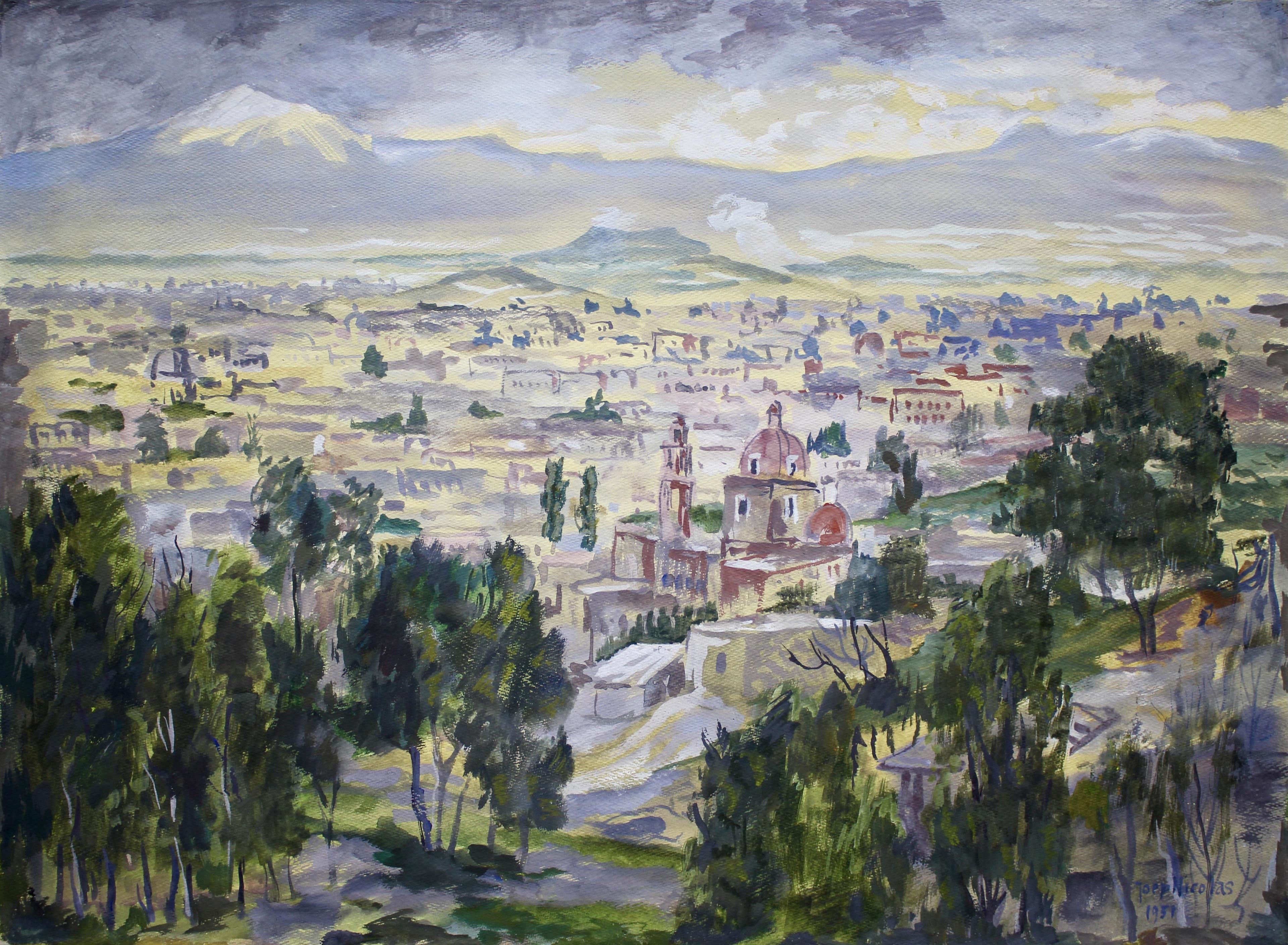 Joep Nicolas | Stadsgezicht met bergen op de achtergrond (1951) | MutualArt