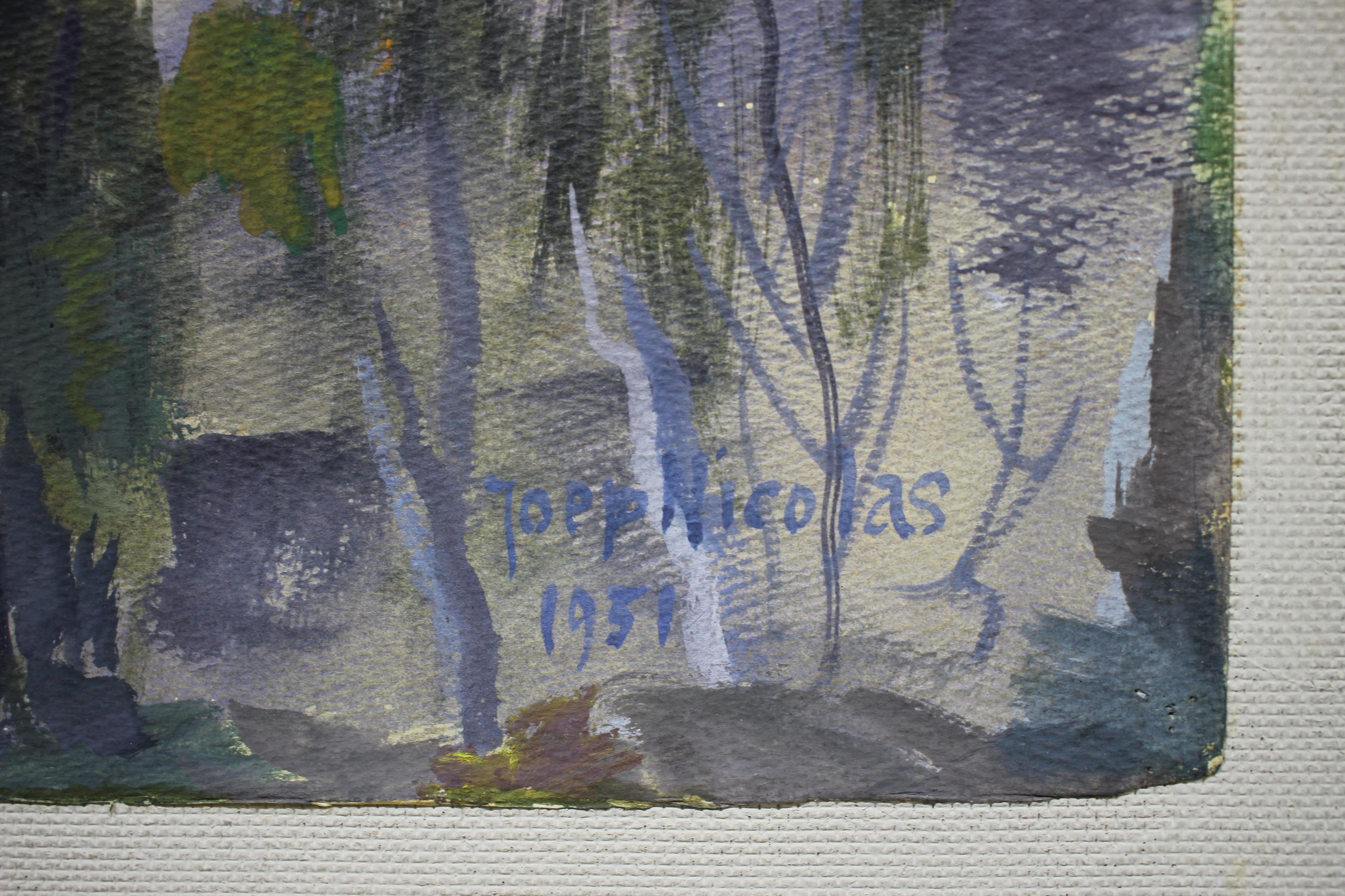 Joep Nicolas | Stadsgezicht met bergen op de achtergrond (1951) | MutualArt
