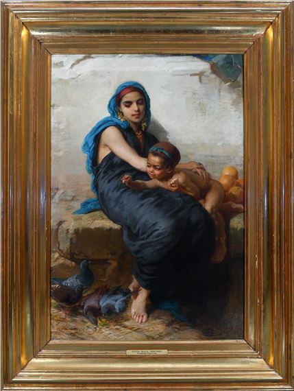 Guido Bach | Feeding pigeons (1883) | MutualArt