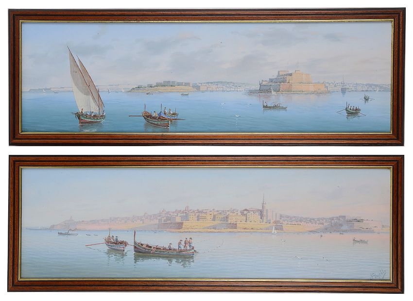 Joseph Bonello | A pair of panoramas of Valetta | MutualArt