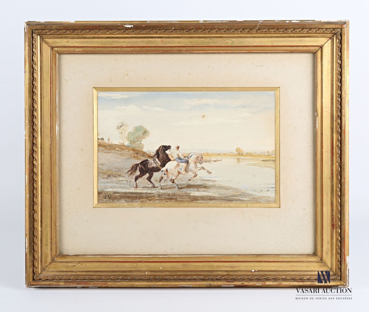 Jules Jacques Veyrassat | The rider with two spirited horses | MutualArt