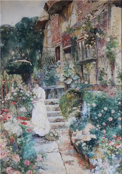 David Woodlock | Gathering Roses (1902) | MutualArt