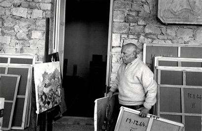 Jean Masson | Portrait of the artist with his paintings (1964) | MutualArt