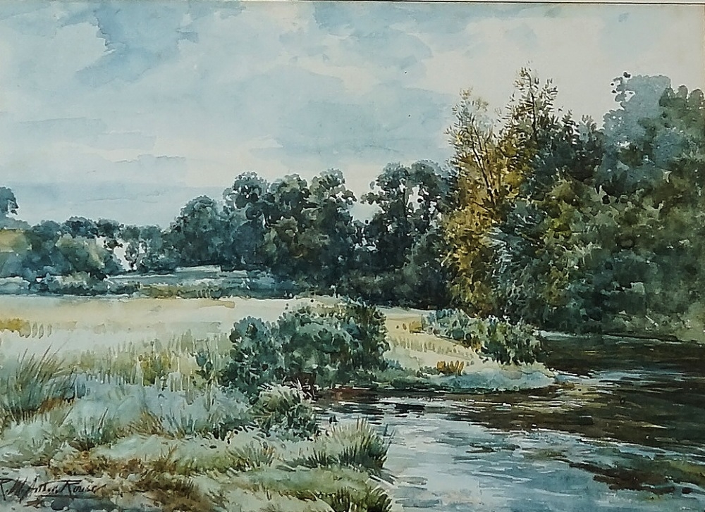 Robert William Arthur Rouse | A river landscape; A river flowing ...