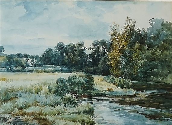 Robert William Arthur Rouse | A river landscape; A river flowing ...