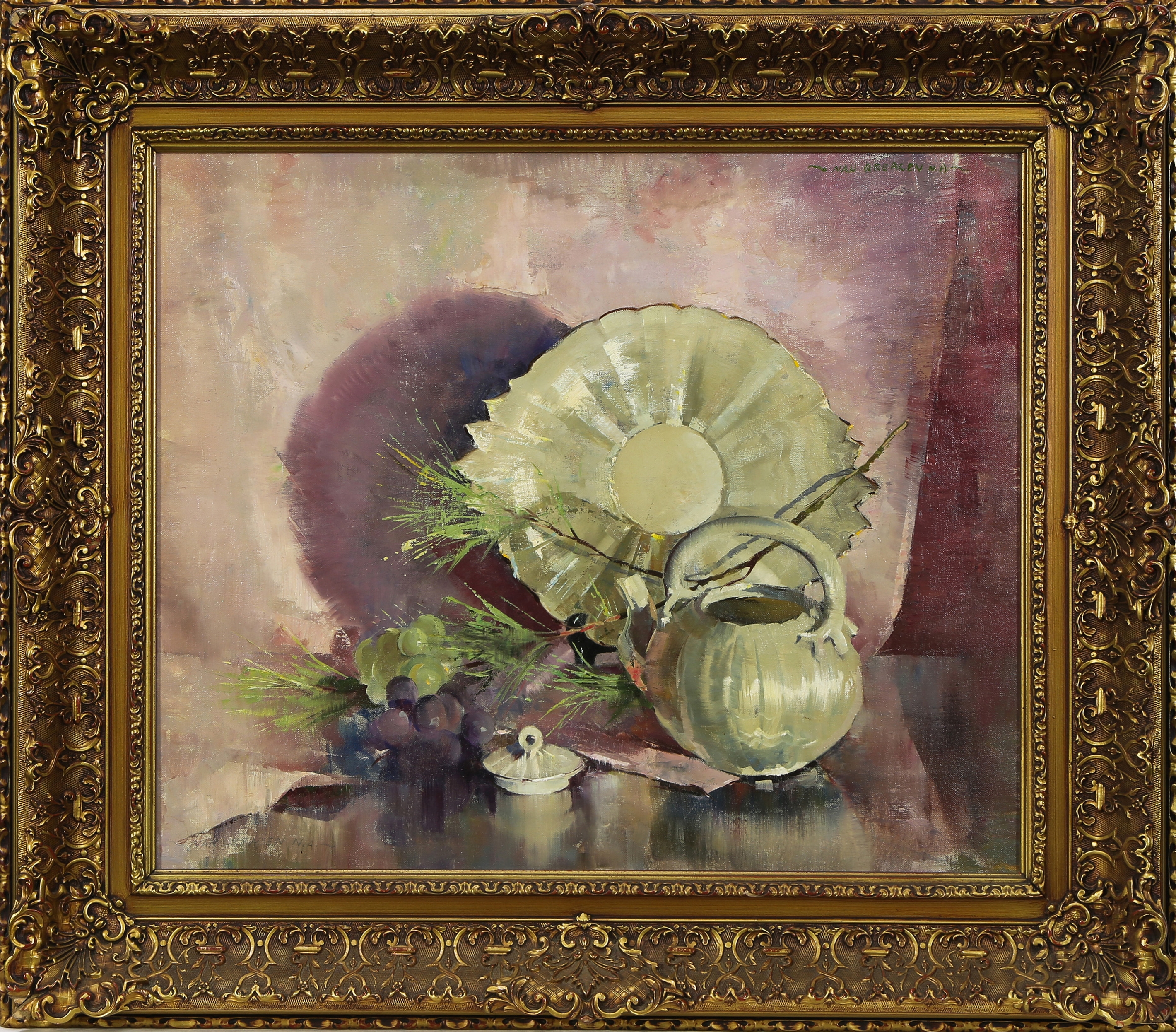 Nan Greacen | Still Life with Belleek and Grapes | MutualArt