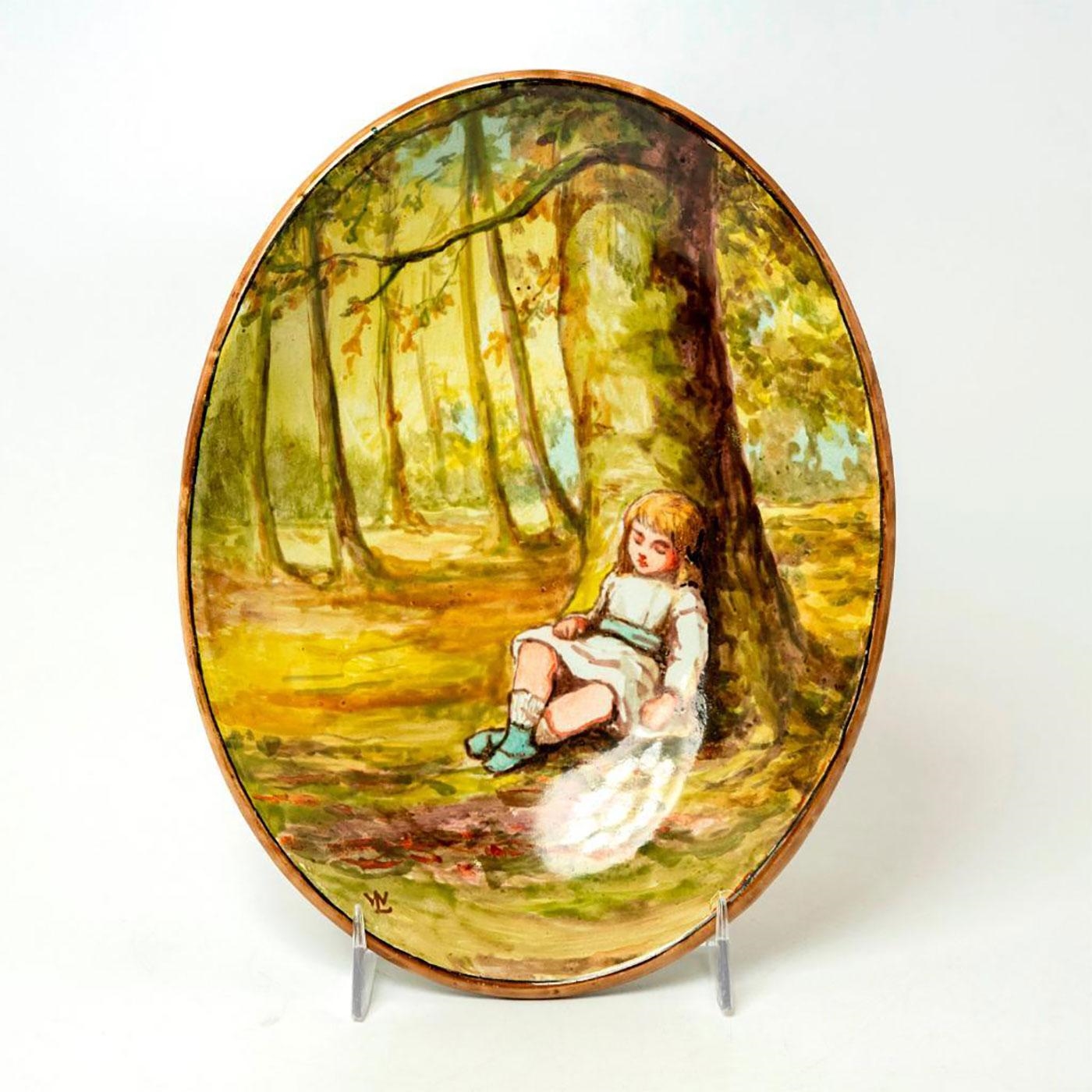 Linnie Watt | FAIENCE PLAQUE, GIRL BY TREE | MutualArt