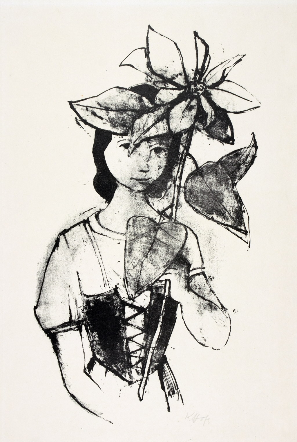 Karl Hofer | Ädchen mit Christblume (1946) | MutualArt