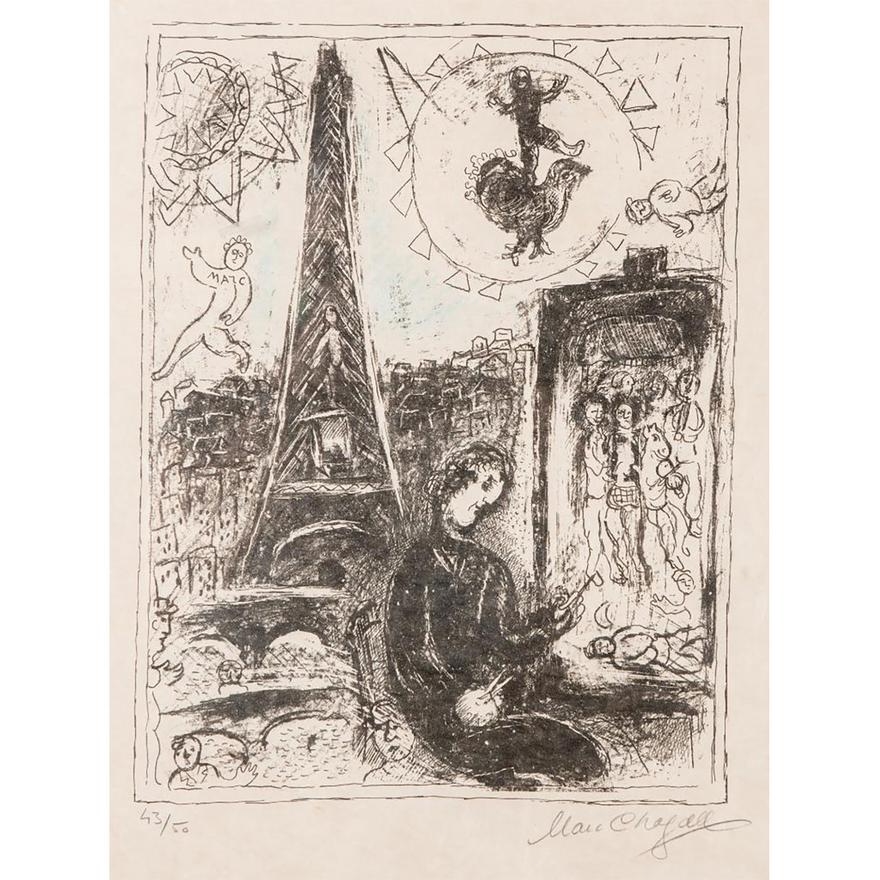 Marc Chagall | THE PAINTER AT THE EIFFEL TOWER | MutualArt