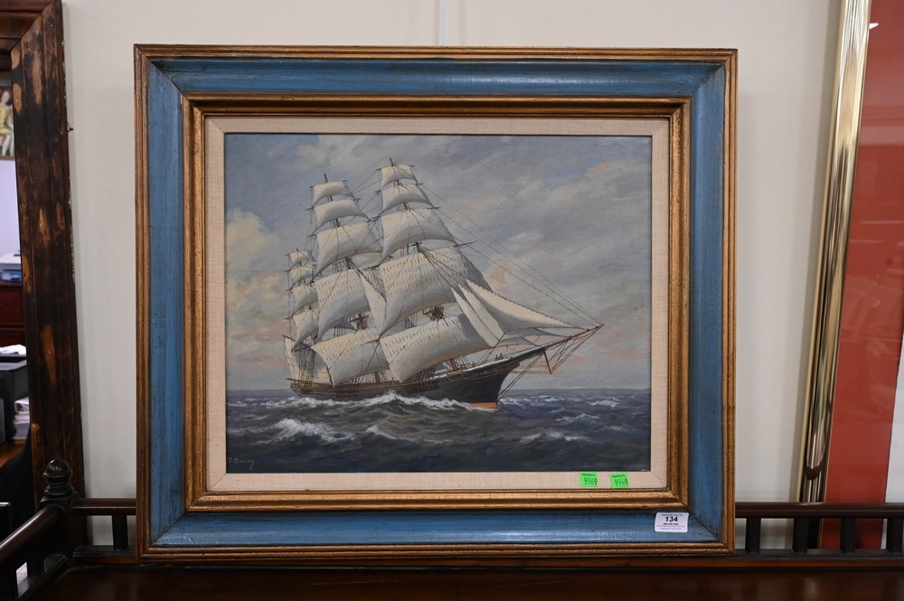T. Bailey | full-rigged ship on the water | MutualArt