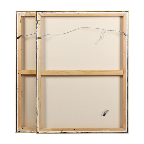 Ron Goins | Pair of Black-on-Black Abstract Paintings | MutualArt