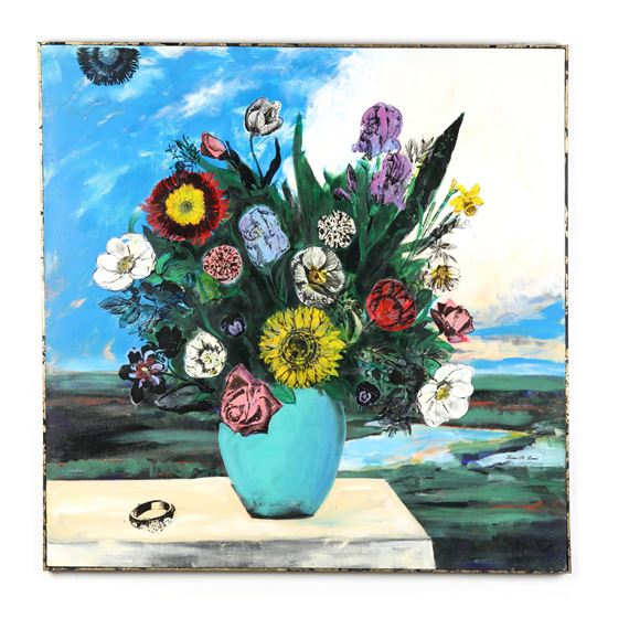 Louis St. Lewis | Still Life with Flowers & Diamond Ring | MutualArt